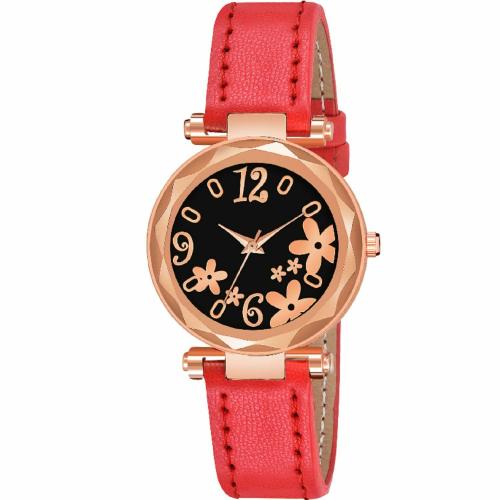 Buy KIARVI GALLERY Analogue Flower Designer Dial Leather Strap Watch ...