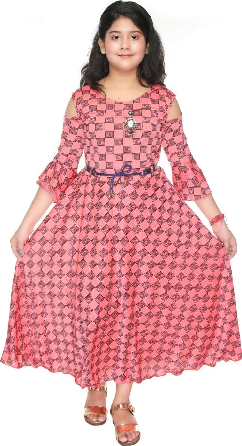 Buy SFC FASHIONS Girls Pink Cotton Blend Gathered Maxi or Full Length ...