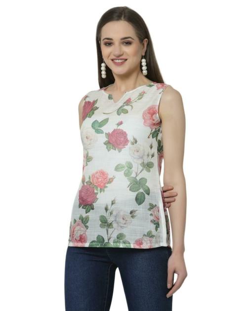 Buy Altiven Women's Tops with V-Neck Design Sleeveless Regular Fit ...