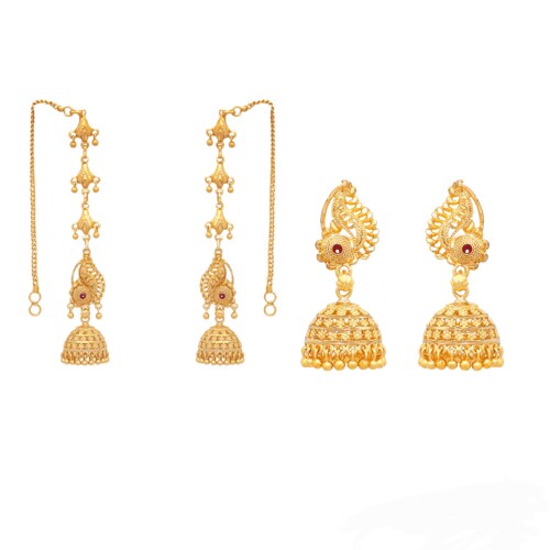 Buy arch fashion Traditional Glod Platted Jumkhi Earring 2 Pair CMB1568,1649 Online at Best ...