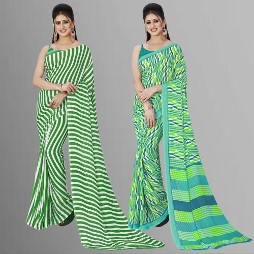 Buy Kashvi Women Multicolor7 Self Design Pattern Georgette Pack of 2 ...