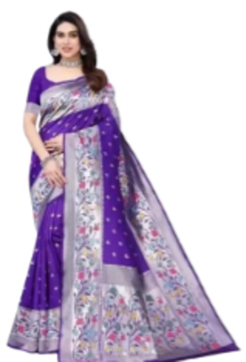 Buy SATIKA RITI Woven, Floral Print Paithani Pure Silk, Silk Blend ...