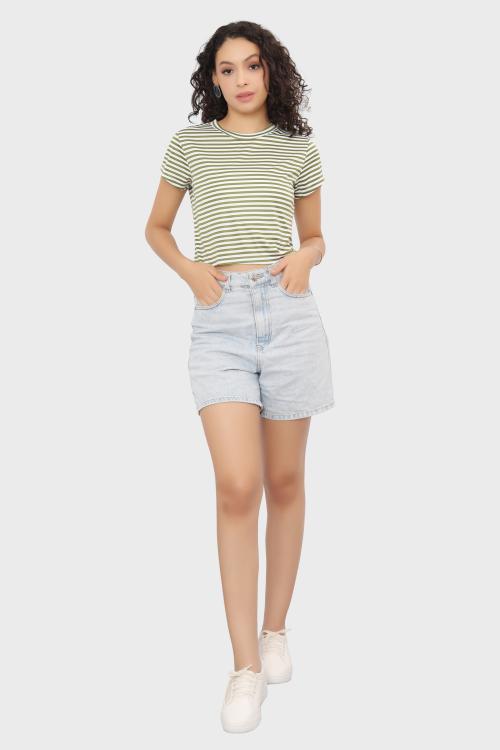 Buy CLOTHINK HUB Womens Regular Fit Half Sleeve Solid Casual Wear Crop ...