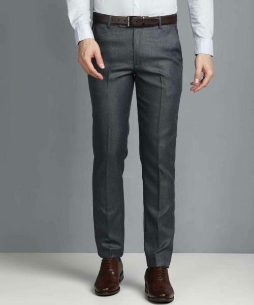 Buy CYPHUS Men Regular Fit Grey Cotton Blend Trousers Online at Best ...