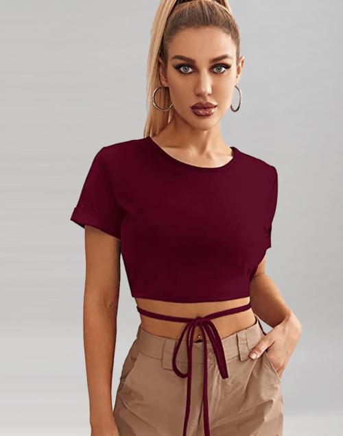 Buy Selvia Women Maroon Solid Cotton Blend Top | tops for women | tops | women tops Online at ...