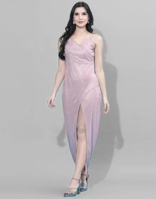 Buy Selvia Women Light Pink, Silver Solid, Tie and Dye, Embellished ...