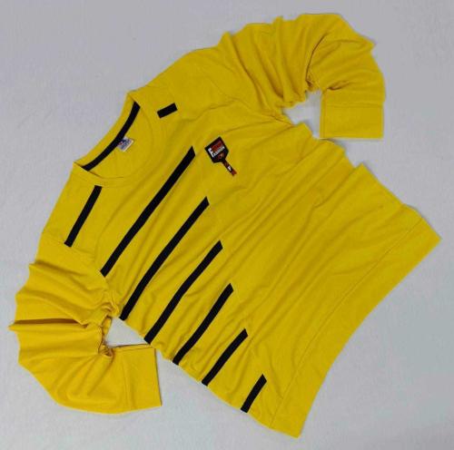 Buy RDS GARMENT HUB Men Yellow Cotton Blend Striped Tshirt (L) Online ...