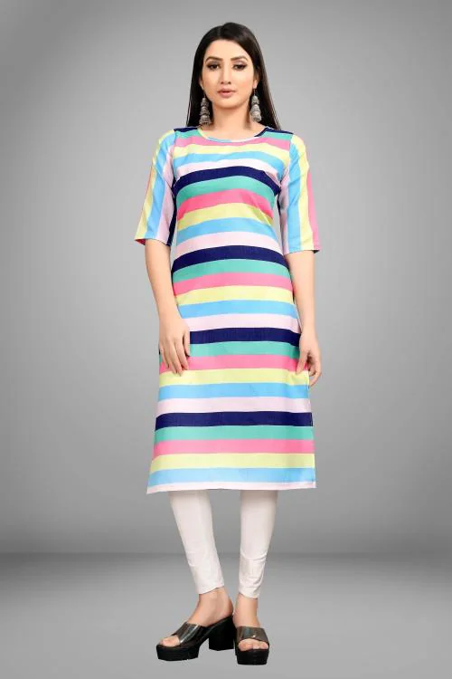 Buy Chahat Fab Women Multicolor Printed Cotton Blend Single Kurtas ...