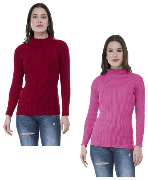 Buy IndiWeaves Women Woollen Warm Full Sleeves High Neck Skivvy (Pack ...