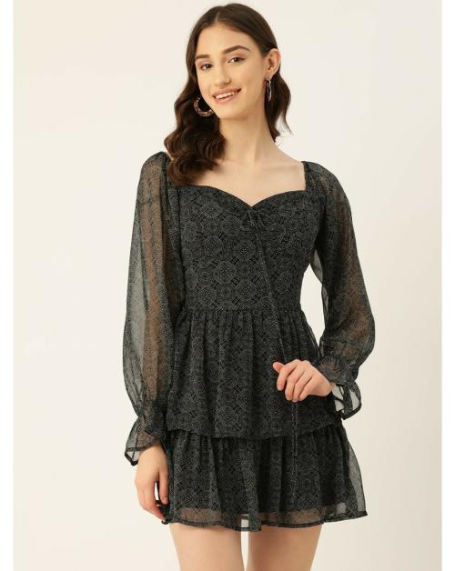 Buy Rue Collection Women Stylish Black Floral Dress Online at Best ...