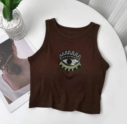 Buy RCF Fancy Evil Eye Crop Top For Woman & Girls - Top For Girl Brown ...