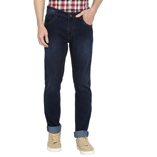 Buy Red Chief Solid Narrow Fit Blue Cotton Poly Lycra Casual Jeans for ...
