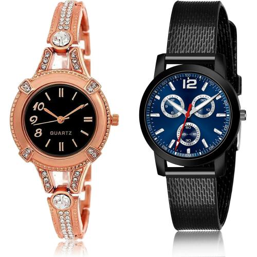 Buy NIKOLA New Valentine Chain Bracelet Diamond Black Colour Analog ...