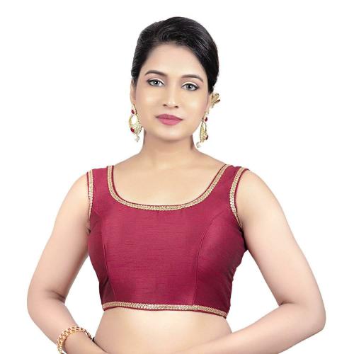 Buy Areum Women Maroon Solid Raw Silk Blouse (42) Online at Best Prices in India - JioMart.