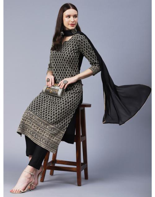 Buy Shubhisha Fashion Women Black Straight SHIFALI WORK Kurta With ...