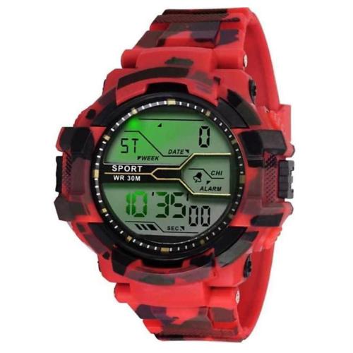 Buy Crispy Digital Black Dial Red Strap Watch For Men Online at Best ...