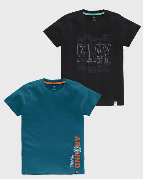 Buy CODEZ Stylish 100% Cotton Graphic Printed tshirts for Boys | Pack of 2 | Multicolor2 | 13-14 ...