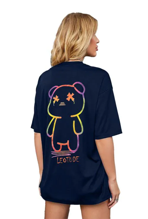 Buy LEOTUDE Women's Cottonblend Half Sleeve Oversized T-Shirts Online ...
