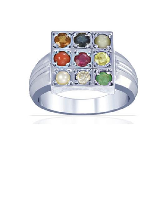 Buy Ceylonmine Natural Navratna Ring Original Silver Crystal Silver ...