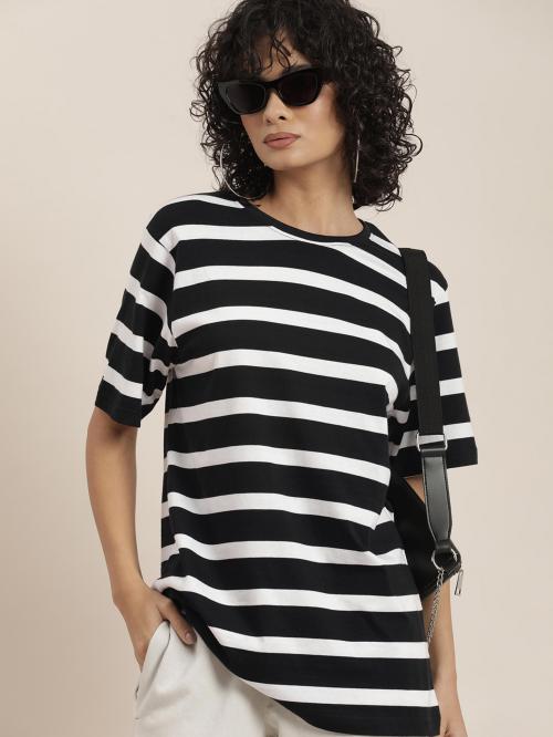 Buy Difference of opinion Multicoloured Striped Oversized T-Shirt ...