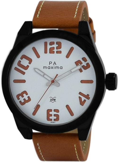 Buy Maxima Analog White Dial Brown Strap Watch For Men (49451LAGB ...