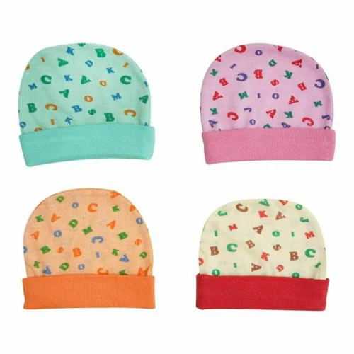 Buy Cute Landings New Born Baby Cotton Pack of 4 Soft Round Caps Set ...