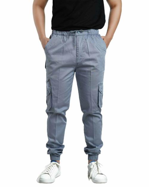 Buy Ho Bindaass Men Light Blue Cotton Cargo Pants Online at Best Prices ...