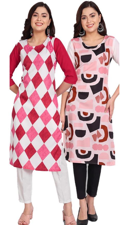 Buy Arya Dress Maker Women Multicolor Printed Crepe Pack Of 2 A-Line ...