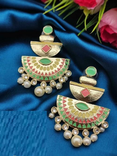 Buy Manath Ethnic Meenakari Kundan Earrings for Girls and womens Alloy ...