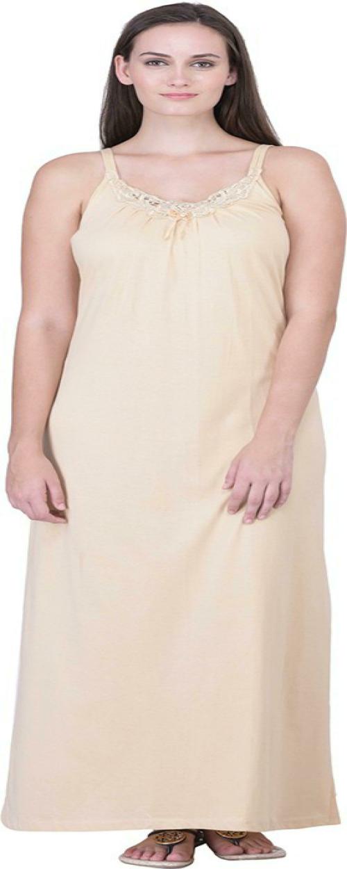 Buy Honeydew Women Beige Solid Cotton Blend Single Nighty Online at ...