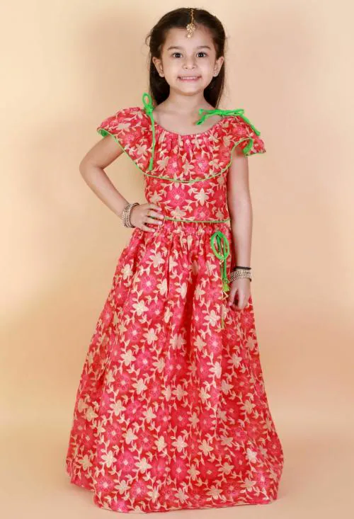 Buy KID1 Floral Frilly Pavda Pattu Online at Best Prices in India ...