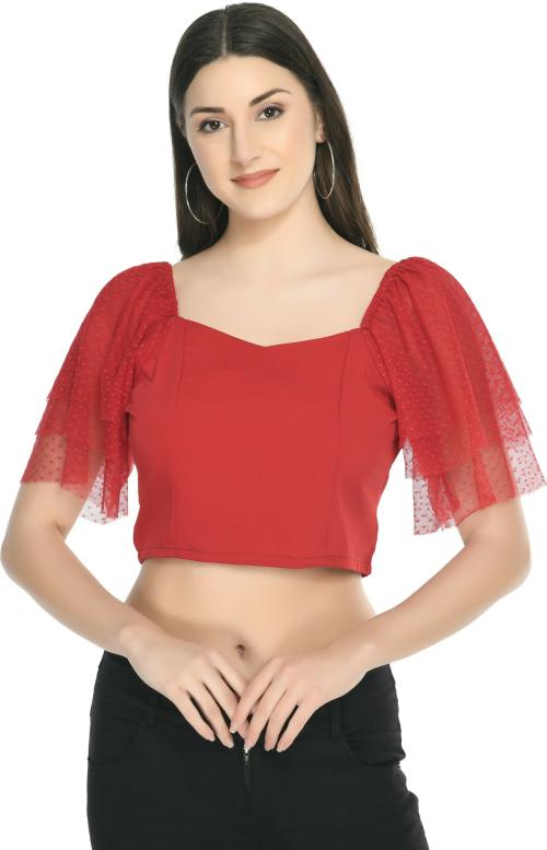 Buy AllenQueen Casual Layered Solid Women Red Top Online at Best Prices ...