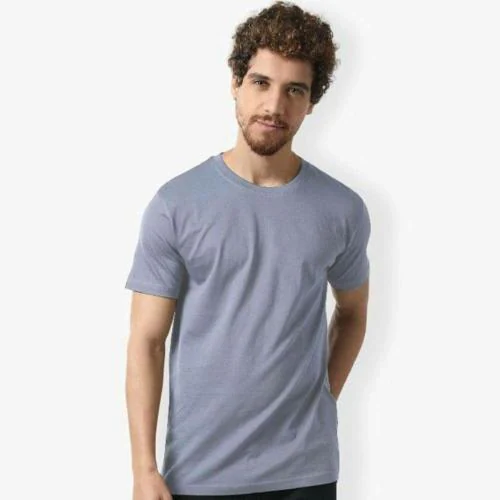 Buy Black Hiran Men Solid Round Neck Grey T-Shirt - XL Online at Best ...