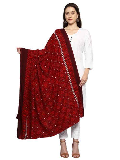 Buy Amrozia Premium Rayon Ajrakh Hand Print Dupatta/Stole For Women ...