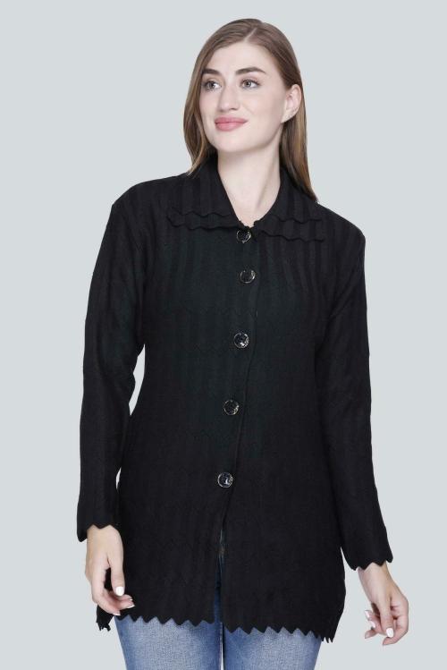 Buy Curious Fashion Women Black Self Design Acrylic Blend Sweater ...