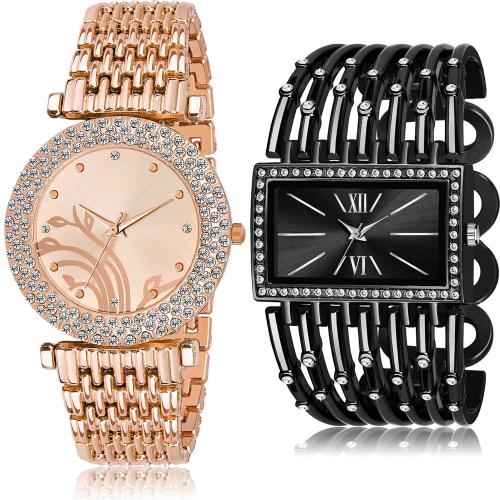 Buy NEUTRON Modern Formal Chain Bracelet Diamond Rose Gold And Black ...