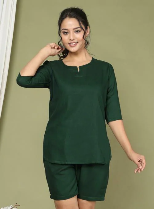Buy Meena Collection Women Solid Green Top & Shorts Set Online at Best Prices in India - JioMart.