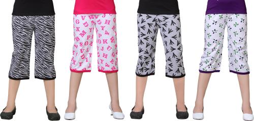 Buy SINI MINI Mid Calf length Multicolor2 Girls Casual Pack of 4 Capri ...