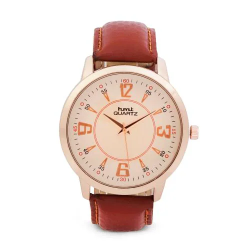 Buy HMTO Brown Doom Glass Style Analog Genuine Leather Watch for Men ...