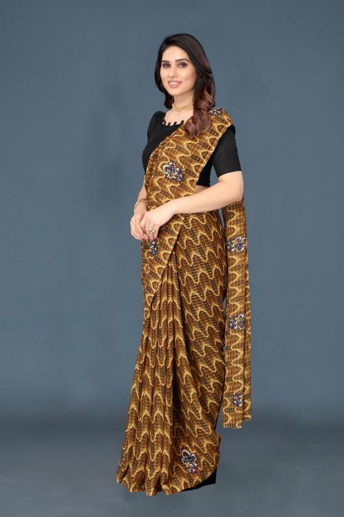 Buy Isha Trade Women Beige Self Design Georgette Daily Wear Saree ...