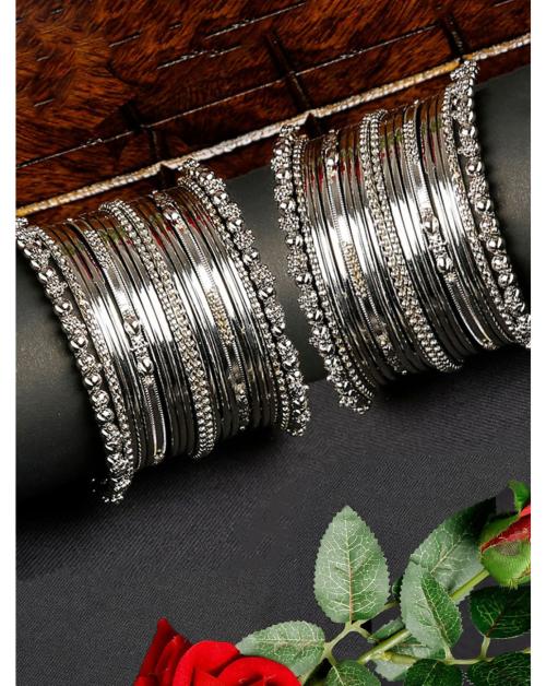 Buy YouBella Set of 38 Oxidised Silver-Toned Bangles Online at Best Prices in India - JioMart.