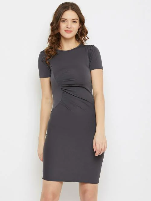 Buy U&F Women Grey Solid Knit Single Dress Online at Best Prices in ...