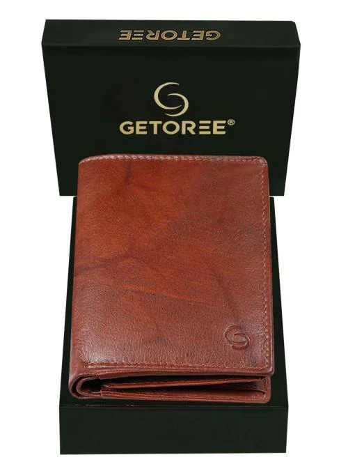 Buy GETOREE Teak Tan Genuine Leather RFID Men's Wallet I 7 Credit/Debit ...
