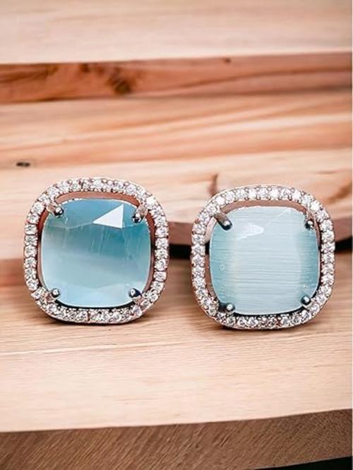 Buy TREND CREATION Black Rose Polish AAA AD Stone Stud Earring For ...