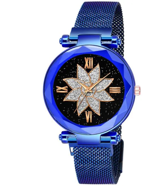 Buy ILOZ New Luxurious Looking Blue flower Dail Magnet Buckle Starry ...