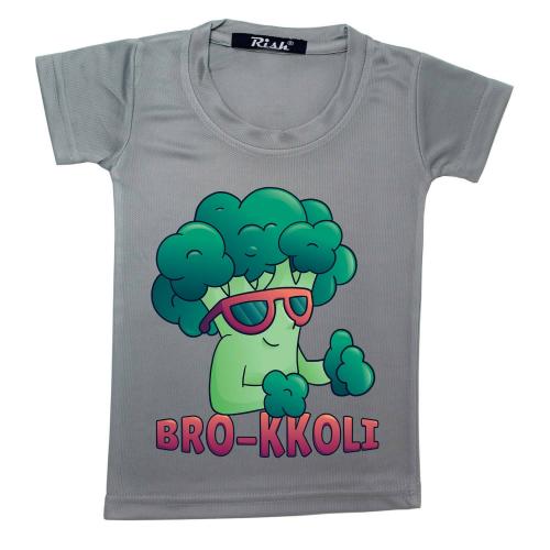 Buy Rish Boys And Girls Grey Printed Polyester Half Sleeves T-Shirts ...