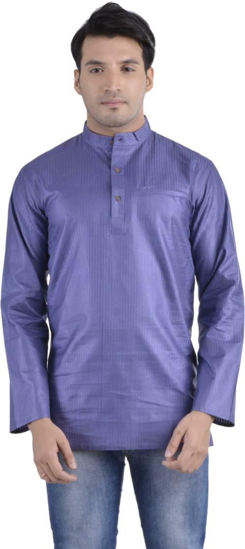 Buy Rene Men Blue Cotton Blend Solid Kurtas Online at Best Prices in ...