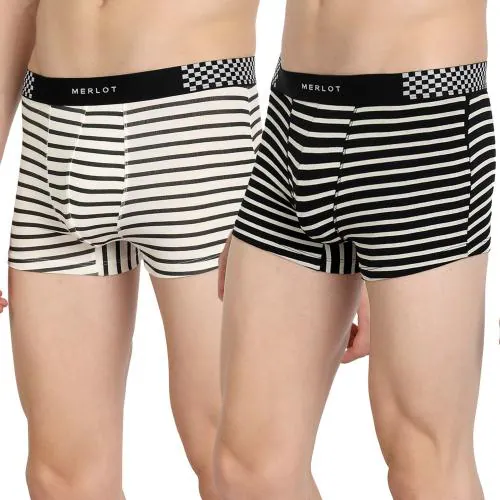 Buy Merlot Men Multicolor Striped Cotton Lycra, Cotton Blend Pack Of 2 ...