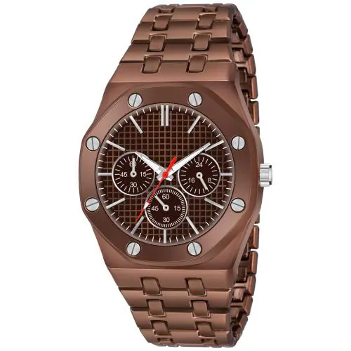 Buy ILOZ New Luxury professional Brown Stainless steel belt Quartz ...