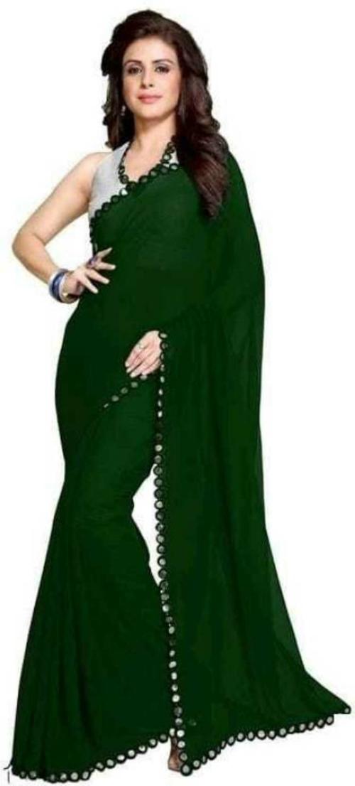 Buy Rofolo Dark Green Solid Georgette Bollywood Saree Online at Best Prices in India - JioMart.
